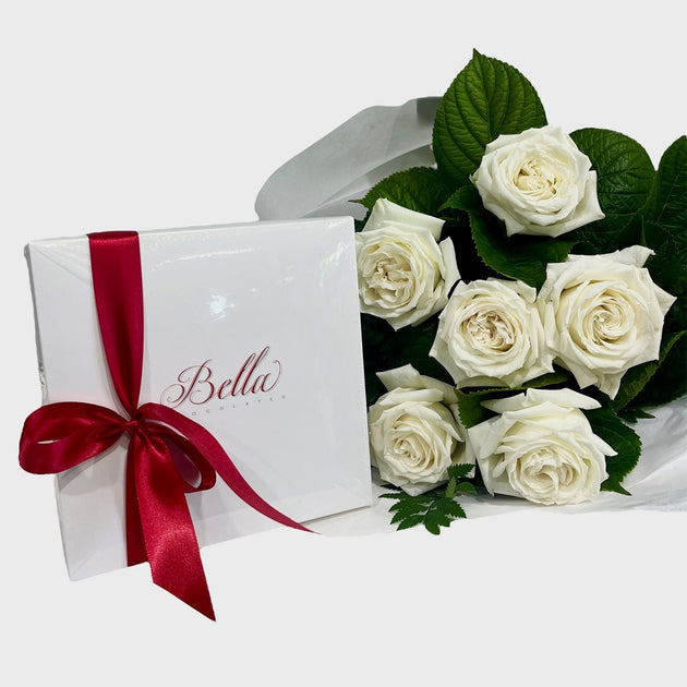 Six Stunning Roses with Bella Chocolate – Mayflower-Studio-Florist